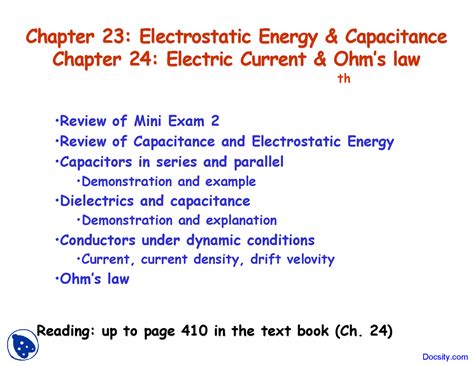 Capacitance General Physics Lecture Slides Docsity