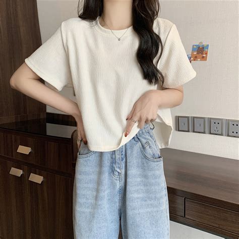 大码奶系ulzzang超火cect恤女短袖夏季宽松洋气超仙欧货小衫上衣虎窝淘