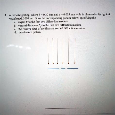 Solved A Two Slit Grating Where D 030 Mm And Î 0005 Nm Is