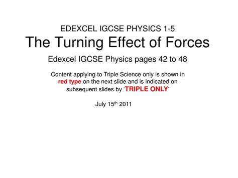 Ppt Edexcel Igcse Physics 1 5 The Turning Effect Of Forces Powerpoint Presentation Id 8591334