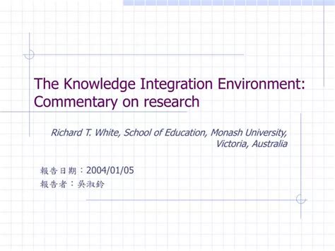 Ppt The Knowledge Integration Environment Commentary On Research