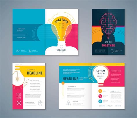 Conjunto De Design De Livro De Capa Vetor Premium