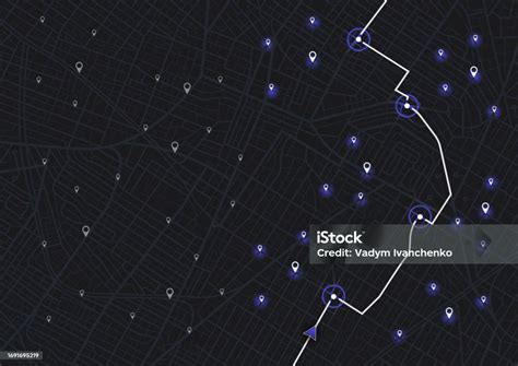 Abstract Map Background Poi City Streets Route Distance Data Path Turns