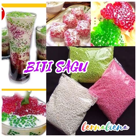Biji Sagu Sago Putih Hijau Dan Pink Sago Pearls Biji Sago Shopee
