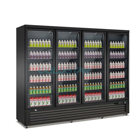 Supermarket 4 Door Glass Chiller Cooling Drinks Milks Chiller