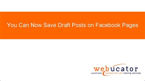 You Can Now Save Draft Posts On Facebook Pages YouTube