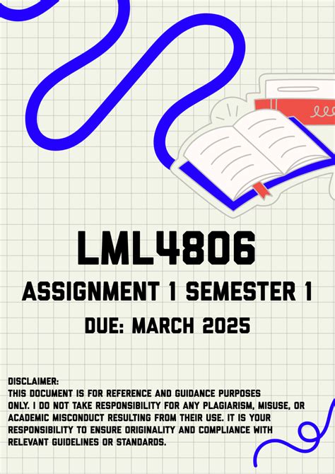 LML4806 Assignment 1 Semester 1 Due March 2025 StudyPass