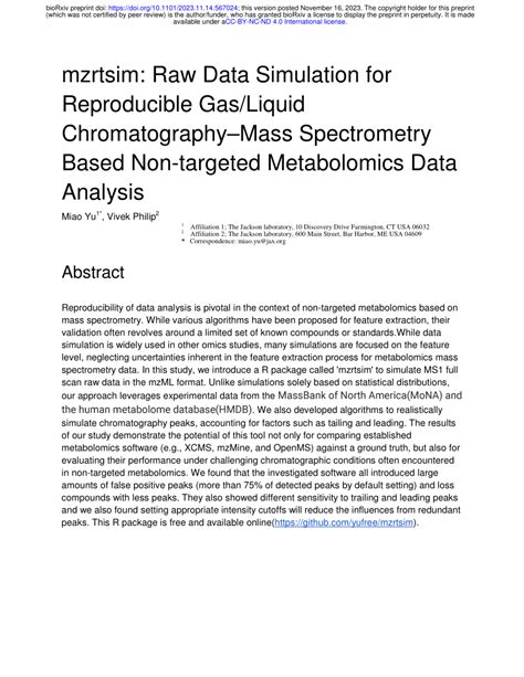 Pdf Mzrtsim Raw Data Simulation For Reproducible Gasliquid