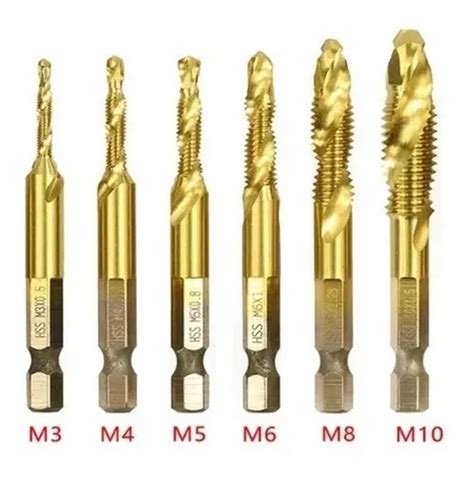Kit C 6 Brocas Rosca Macho M3 M4 M5 M6 M8 M10 Titânio Parcelamento