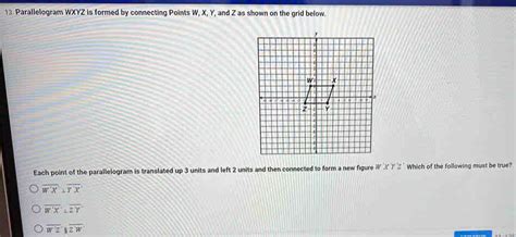parallelogram wxyz is formed by connecting points w x y and z as