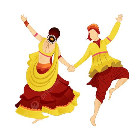 Indian Hindu Couple Playing Dandiya Garba Nights Shubh Navratri Vector