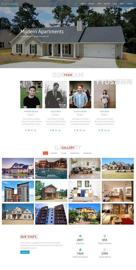 现代住宅房产公司网站模板 Yyds源码网