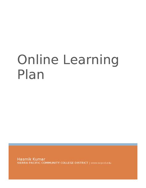 Sierra Pacific Community College Online Learning Plan 2023 Hasmik