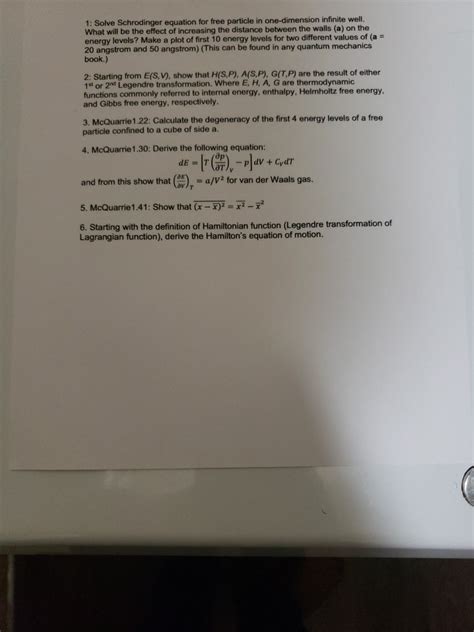 Solved 1 Solve Schrodinger Equation For Free Particle In