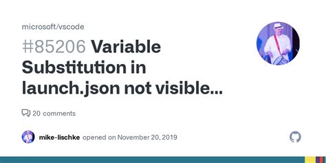 variable substitution in launch json not visible in debug configuration
