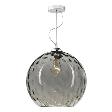 Single Decorative Smoked Glass Dimple Effect Globe Pendant
