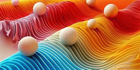 Colorful Waves With White Balls On Abstract Background Vibrant And Floating Spheres Wave