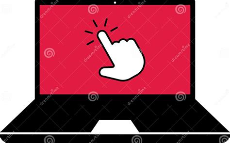 laptop with cursor on screen click in laptop vector icon computer with click mouse pointer