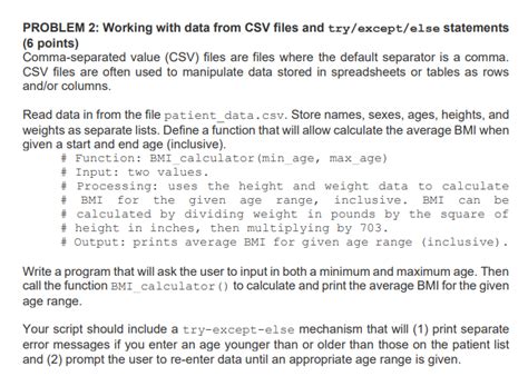 Solved Python Question Patientdatacsv Namesexageheight