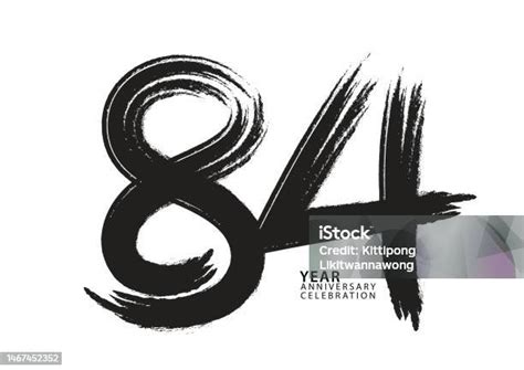 84 주년 기념 축하 로고 타입 검은 붓 벡터 84 숫자 디자인 84 번째 생일 초대장 기념일 템플릿 로고 번호 디자인 벡터 서예 글꼴 타이포그래피 로고 검은색에 대한 스톡