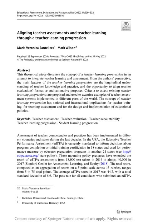 Aligning Teacher Assessments And Teacher Learning Through A Teacher Learning Progression