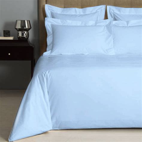 Housse De Couette Polycoton Fils X Bleu Ciel LIGNE DU BLANC LINGE DE MAISON