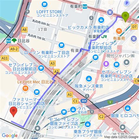 有楽町駅からシアタークリエへのルートマップ Mdata