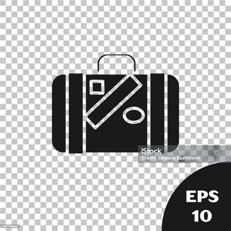 투명 한 배경에 격리 된 여행 및 스티커 아이콘에 대 한 검은 가방 여행 수하물 표지판 여행 수하물 아이콘입니다 벡터 일러스트레이션 가방에 대한 스톡 벡터 아트 및 기타
