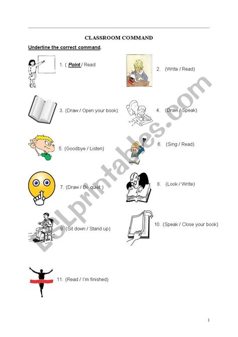 Classroom Command Esl Worksheet By Janiejani