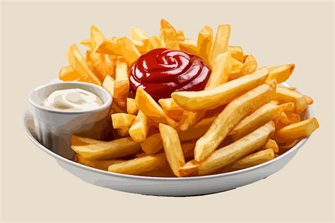 Plaque De Céramique Blanche De Frites Fraîchement Préparées Servies