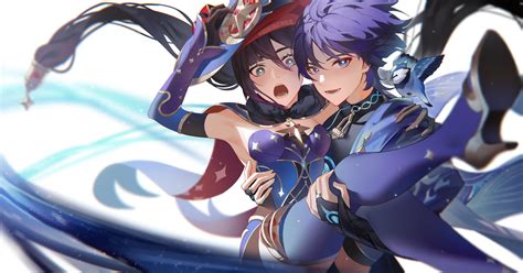 Mona Scaramouche Wanderer And Mona Genshin Impact Drawn By Kiwmchee Danbooru