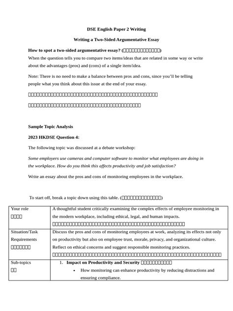 Writing A Two Sided Argument Essay Pdf Employment Essays