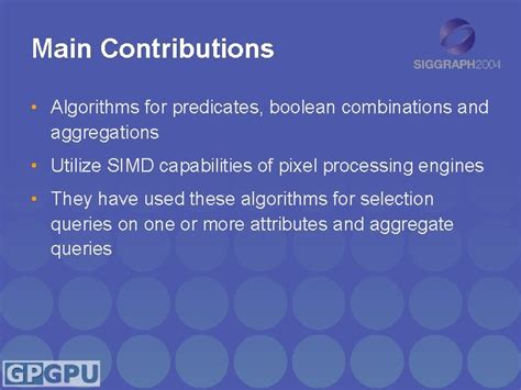 Fast Computation Of Database Operations Using Graphics Processors