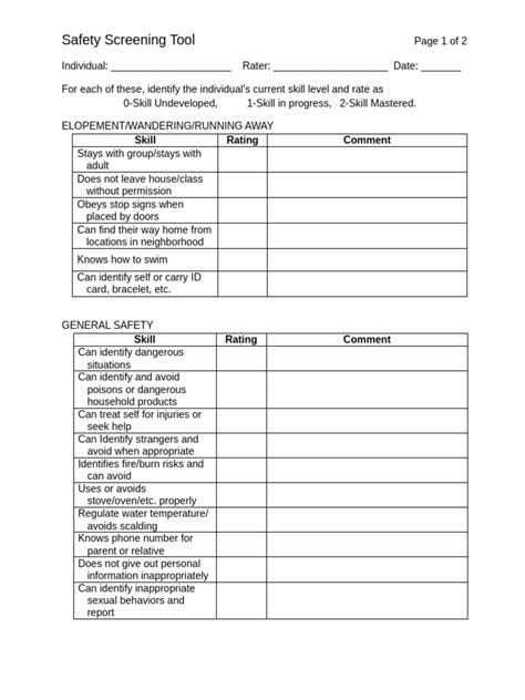Safety Screening Tool Pdf