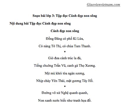 Tập đọc Lớp 3 Cảnh đẹp Non Sông Giáo Viên Việt Nam