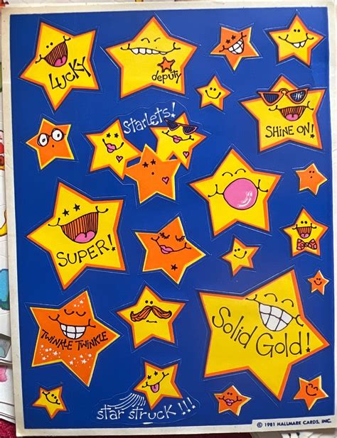 Vintage 1981 Super Star Sticker Sheet Hallmark Etsy