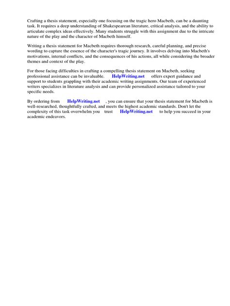 Thesis Statement Tragic Hero Macbeth Pdf Macbeth