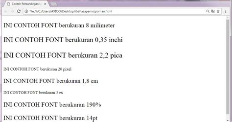 Satuan Nilai Ukur Pada CSS Petunjuk Onlene