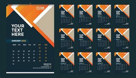 Diseño de plantilla de calendario de pared mensual para 2022 año la