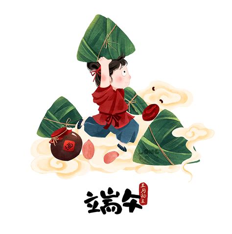 端午节可爱娃娃与粽子插画東晨 站酷zcool