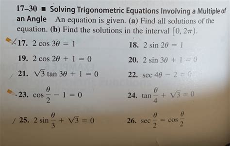 Solve Trig Equations Involving Multiple Angles Tessshebaylo