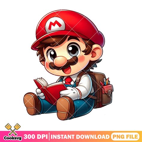 Mario Reading Book Png Back To School Clothes Png Mario Cartoon Png