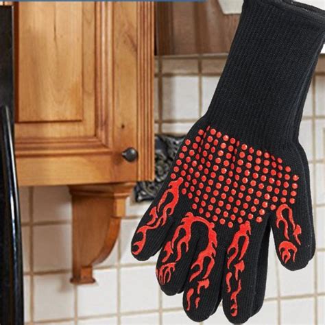 Gant Anti Chaleur Avec Flammes Pour Barbecue Gant Univers