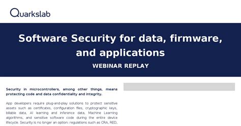 Replay Webinar Software Security For Data Firmware And Applications