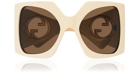 Gucci Blondie Gg Oversized Square Frame Acetate Sunglasses In White Lyst