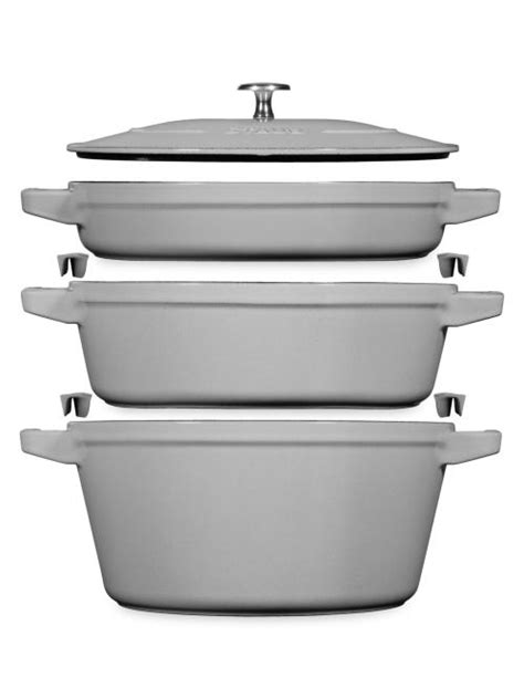 Staub 4 Piece Stackable Cast Iron Cookware Set On Sale Saks Off 5th