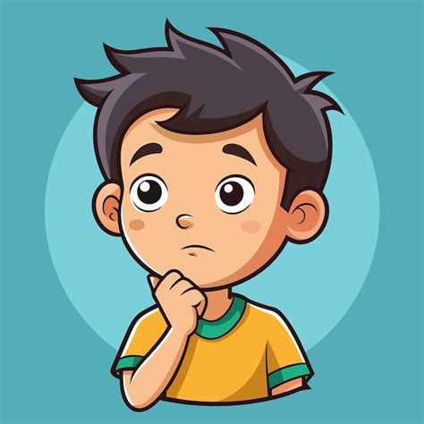 Ilustración De Dibujos Animados Vectoriales De Un Niño En Duda Por Expresión Confusa Foto Premium