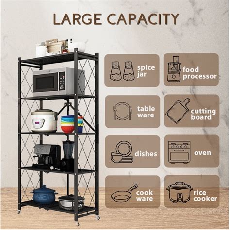 Foldable Kitchen Rack Storage Box Multifunctional Foldable Metal Rack