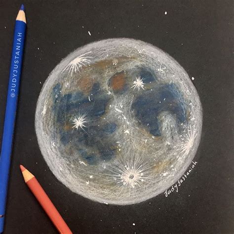 Realistic Drawing Blue Moon ♕☻ رسم واقعي القمر الأزرق خلصتها