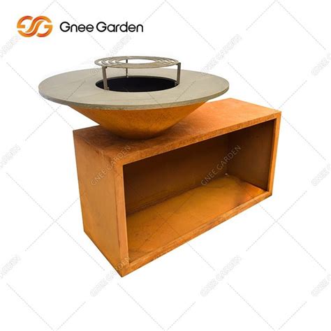 China Customized Corten Steel Rectangular Fire Pit Bbq Manufacturers Kilang Pembekal